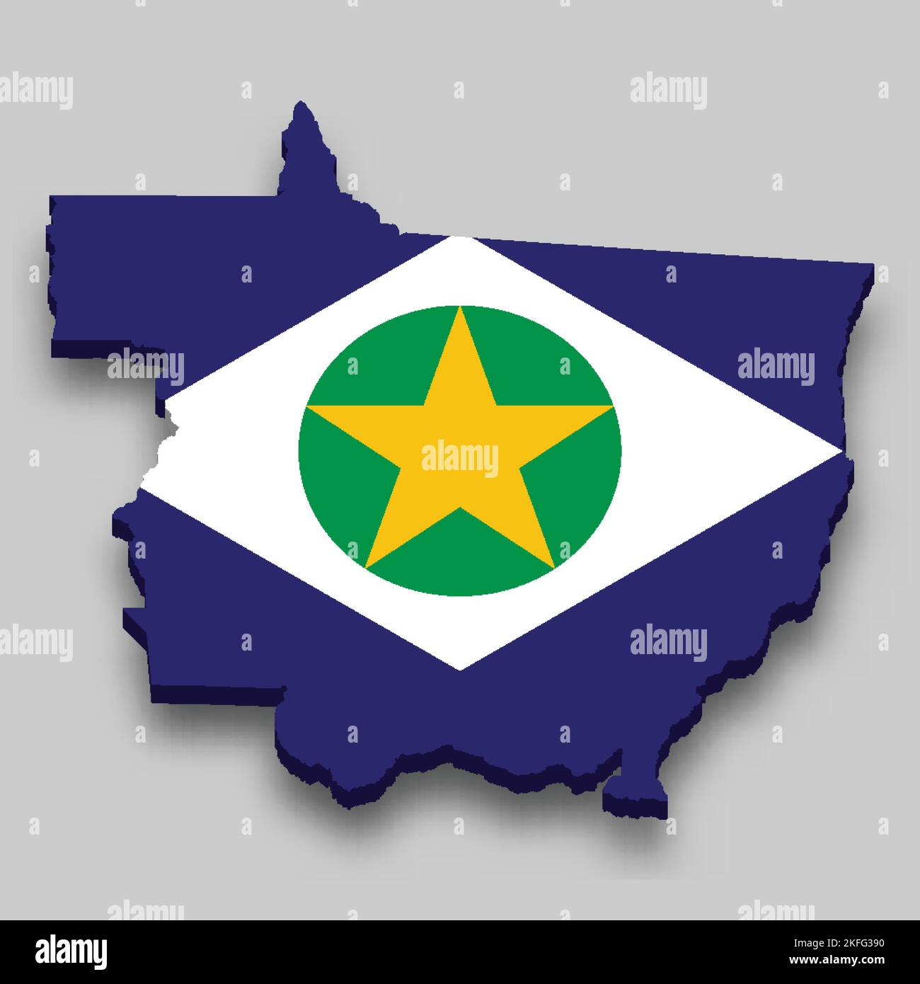 3d isometric Map of Mato Grosso is a state of Brazil with national flag ...