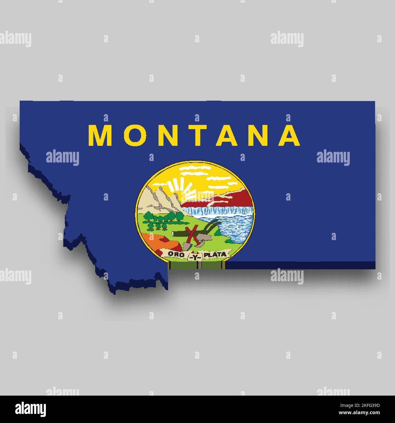3d isometric Map of Montana is a state of United States with national ...