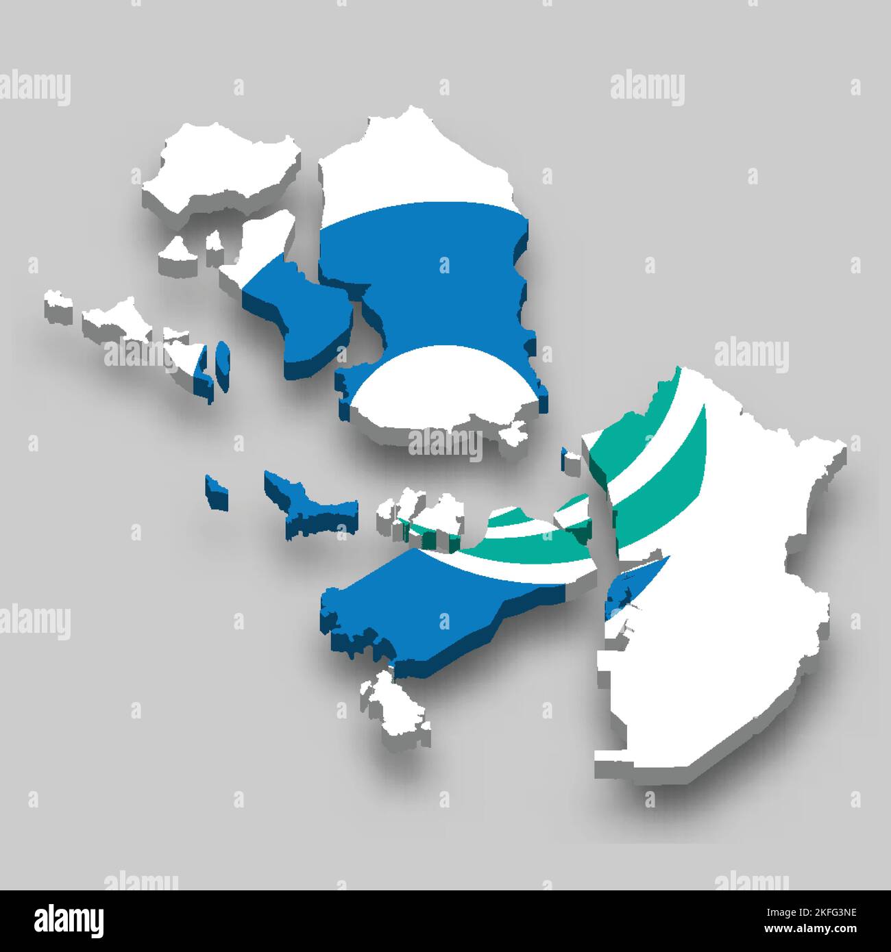 3d isometric Map of Incheon is a region of South Korea with national ...