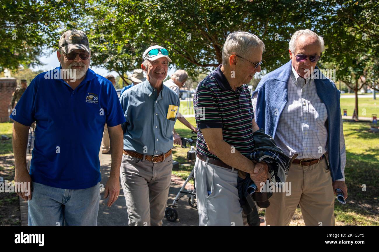 U.S. Army veterans walk through Warriors Walk during a “Come Meet Your ...