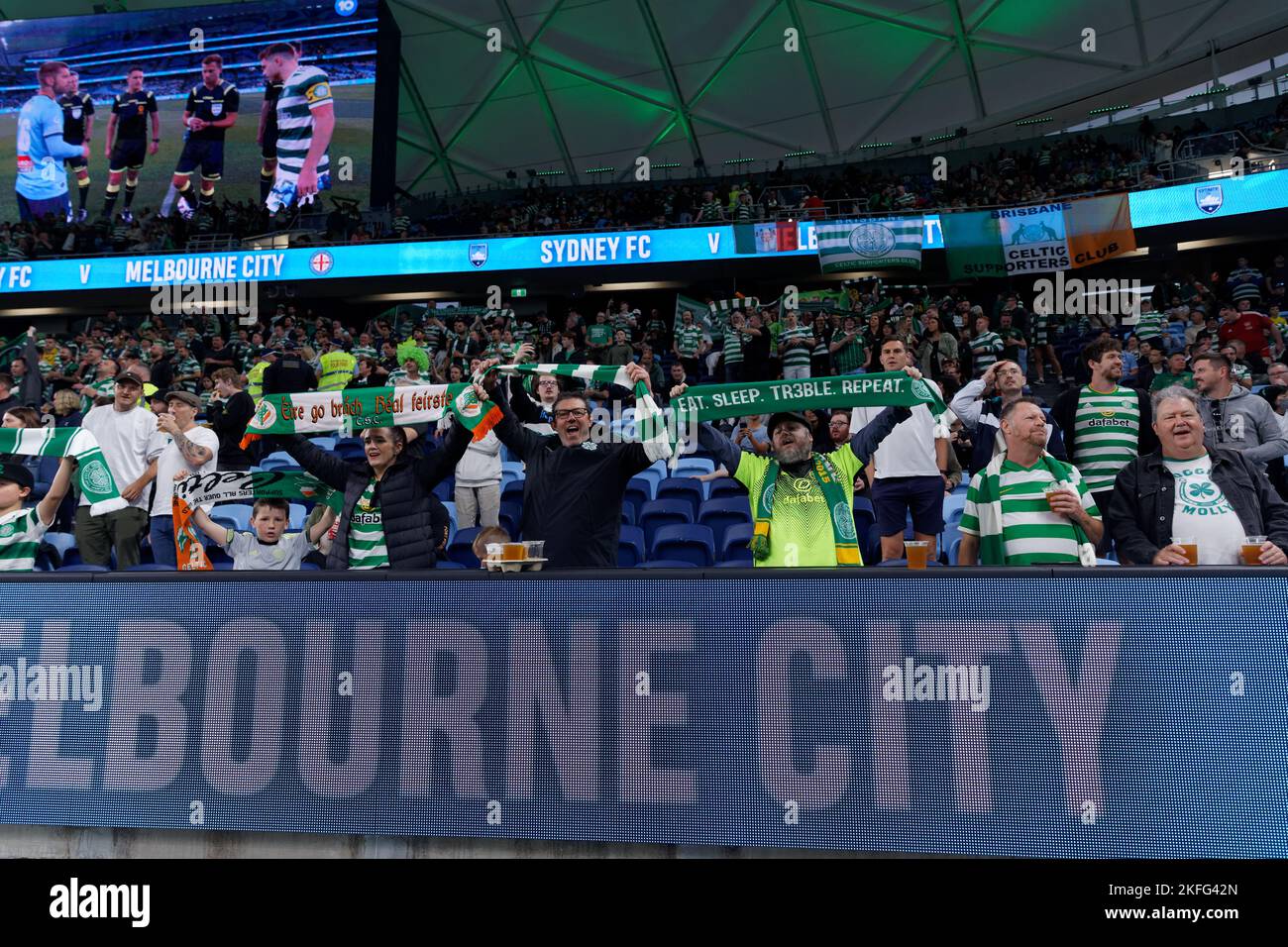 SYDNEY, AUSTRALIA - NOVEMBER 17: Celtic FC fans cheer the Celtic ...