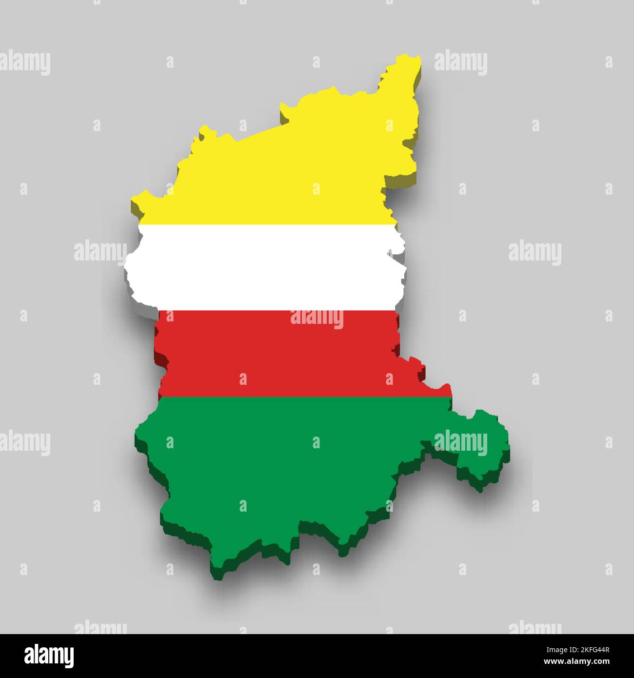 3d isometric Map of Lubusz is a region of Poland with national flag ...