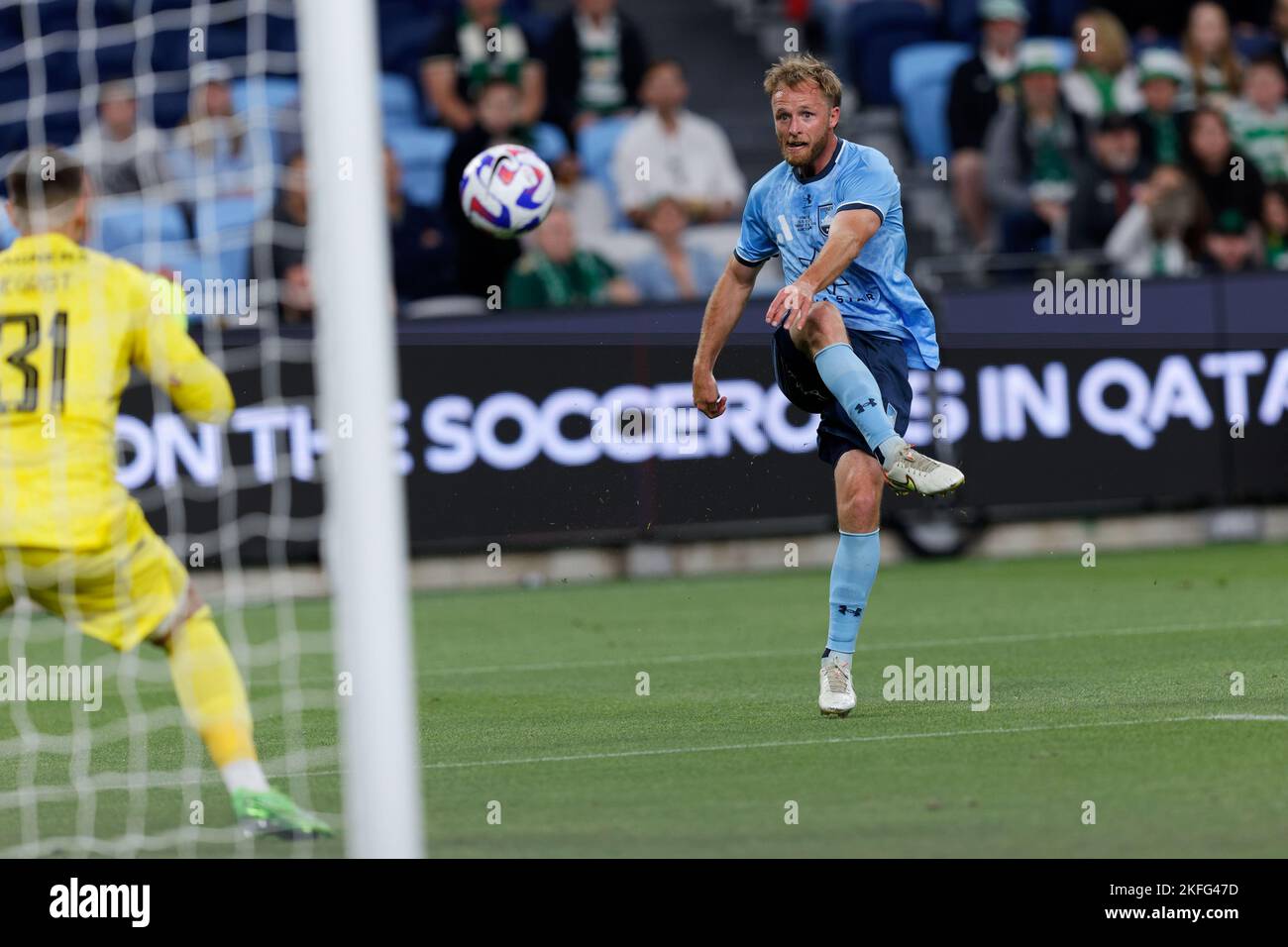 SYDNEY, AUSTRALIA - NOVEMBER 17: Rhyan Grant of Sydney kicks at goals ...