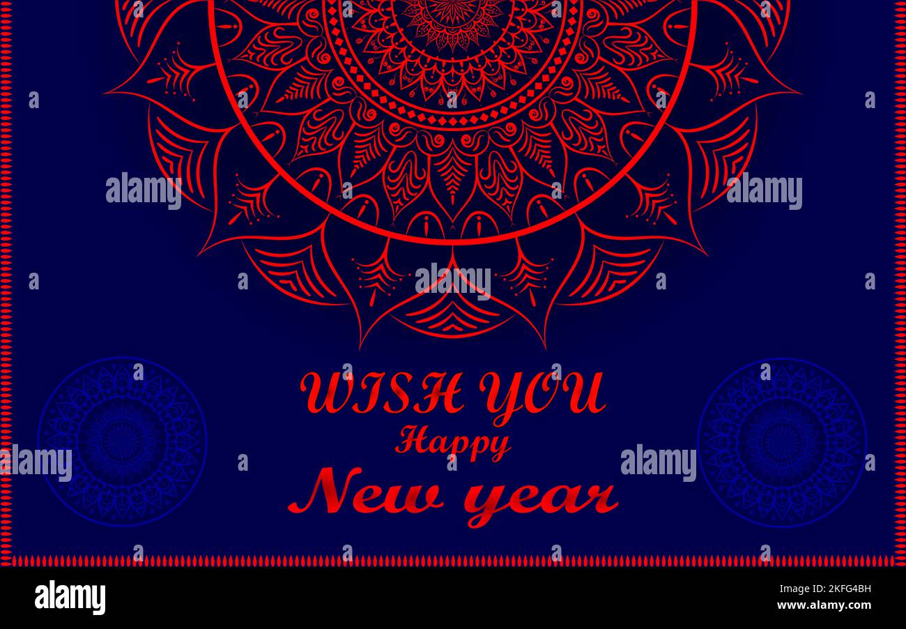 Welcome 2023 banner or poster with mandala art, happy new year 2023 ...