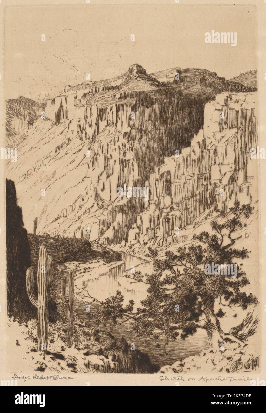 Sketch on Apache Trail, Arizona, c. 1929 Stock Photo - Alamy