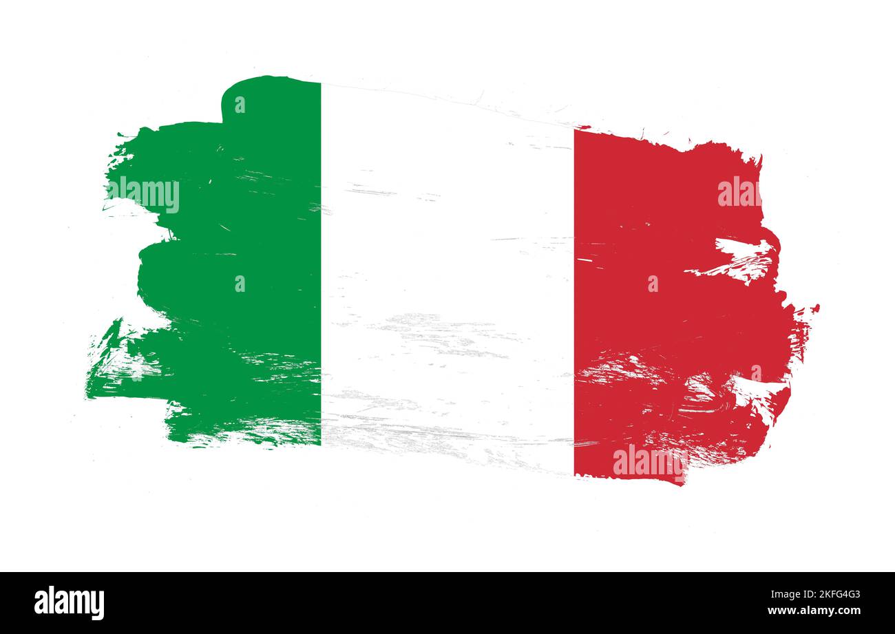 Stroke brush painted distressed flag of italy on white background Stock ...