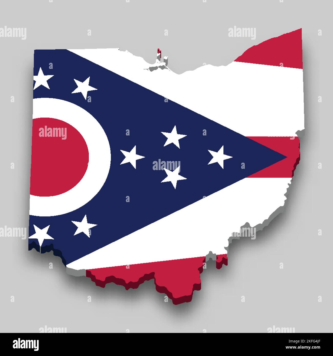 3d isometric Map of Ohio is a state of United States with national flag ...
