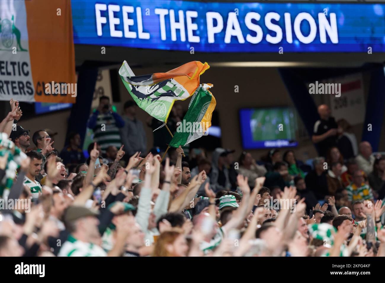 SYDNEY, AUSTRALIA - NOVEMBER 17: Celtic FC fans cheer during the match ...