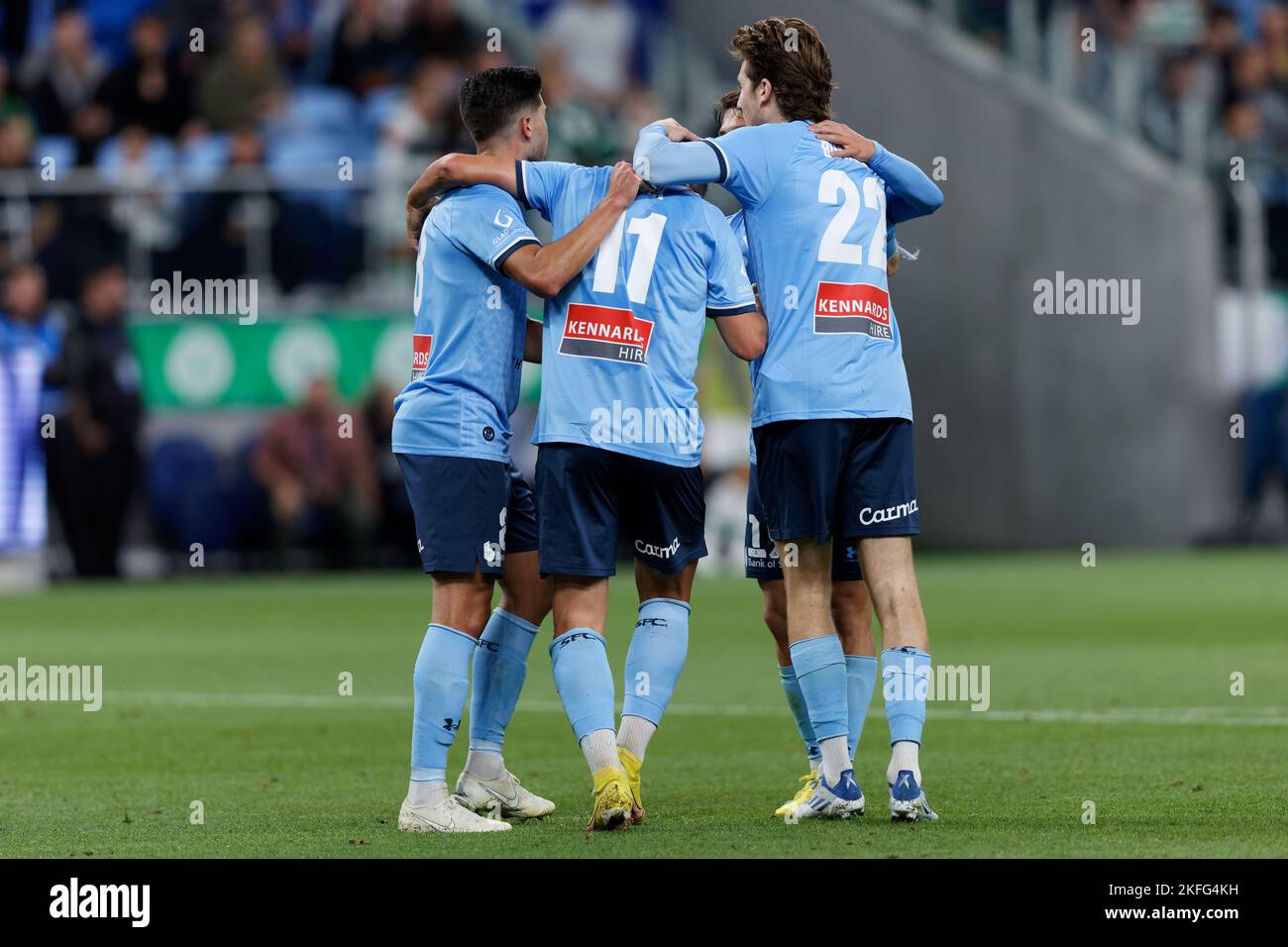 SYDNEY, AUSTRALIA - NOVEMBER 17: Sydney FC players celebrate scoring a ...