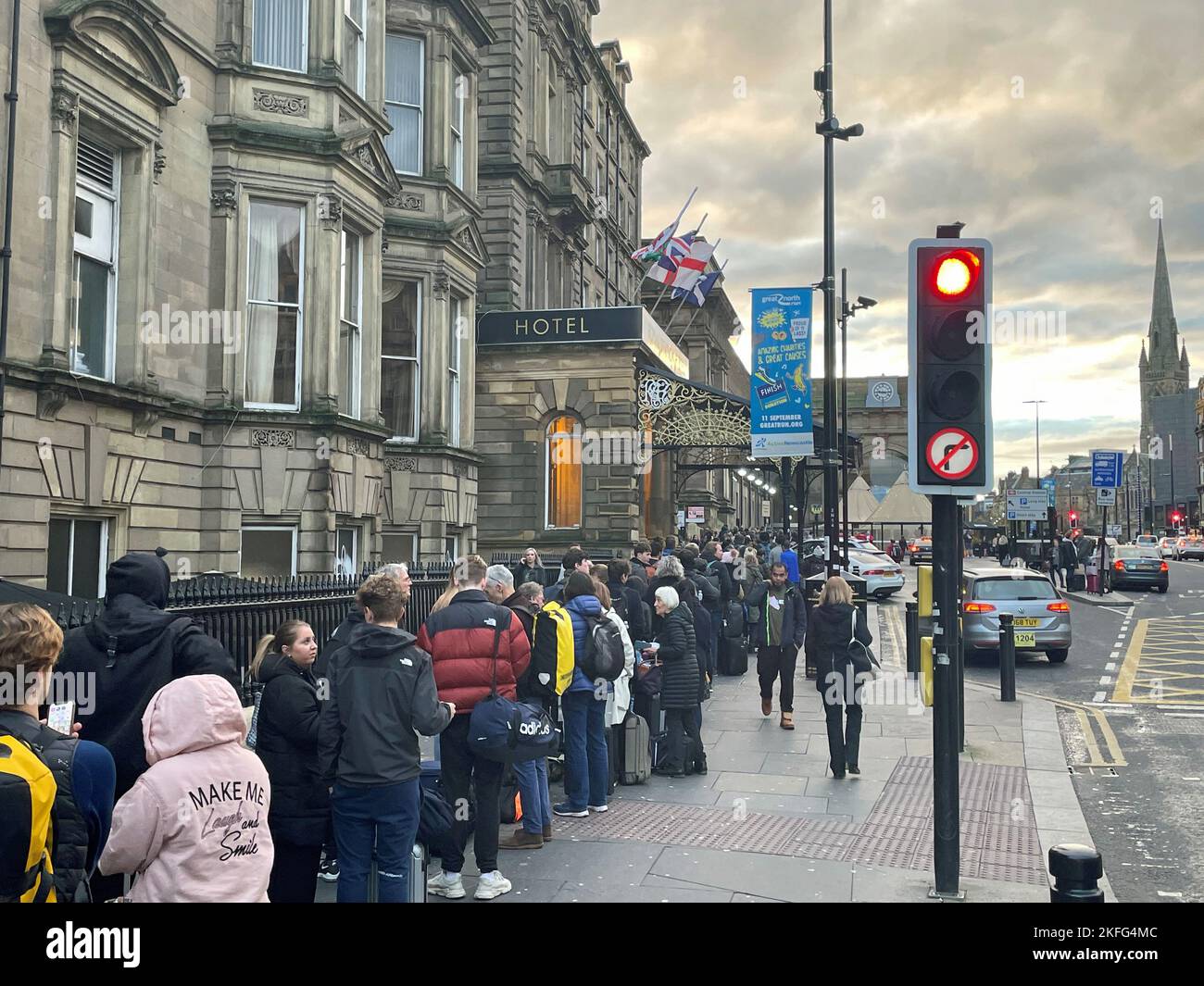 Hundreds of rail passengers queue outside Newcastle train station for ...