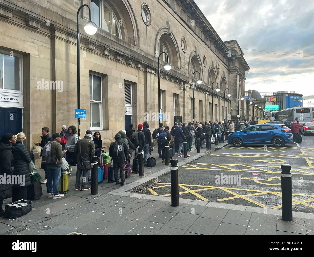 Hundreds of rail passengers queue outside Newcastle train station for ...