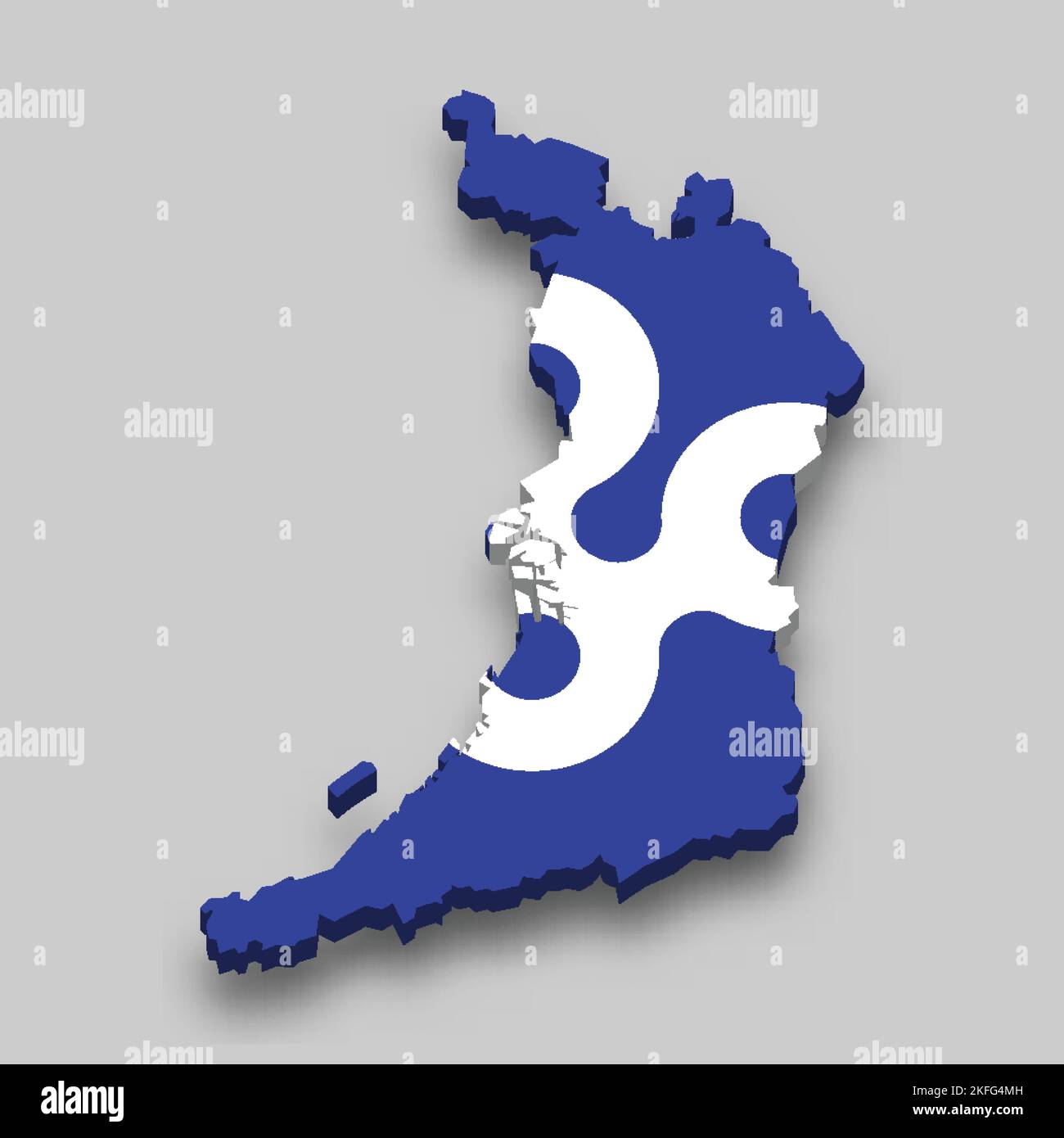 3d isometric Map of Osaka is a prefecture of Japan with national flag ...