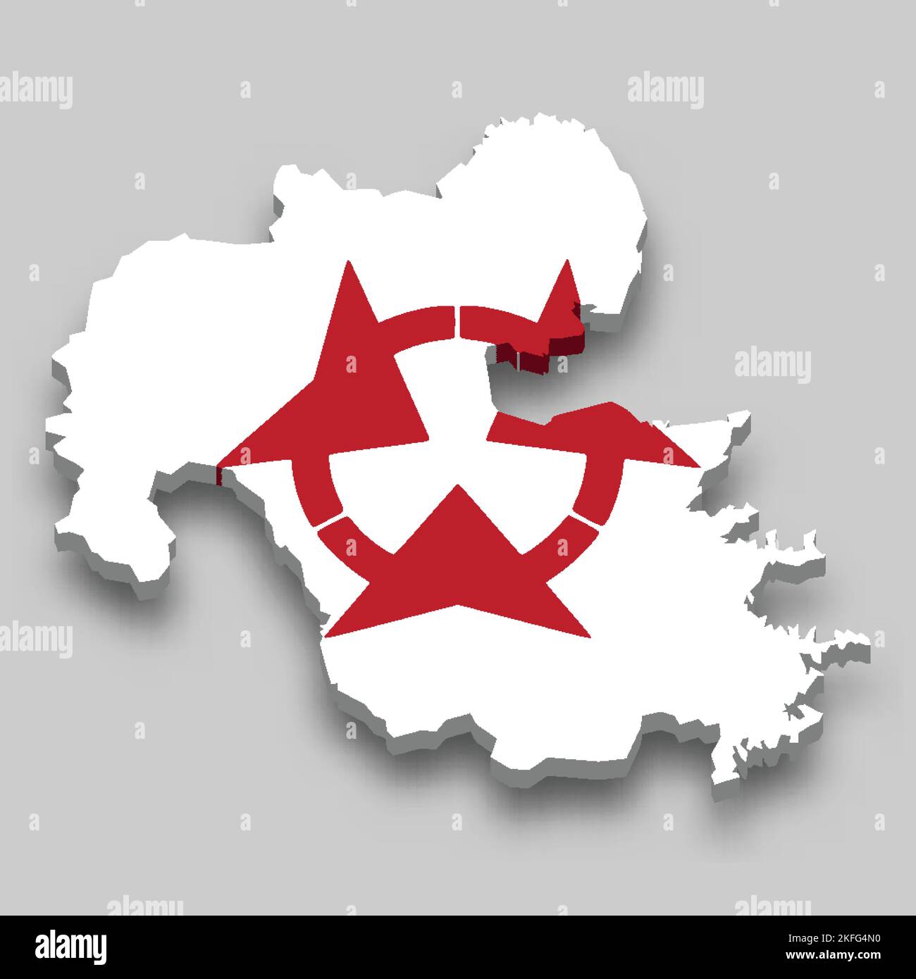 3d isometric Map of Oita is a prefecture of Japan with national flag ...