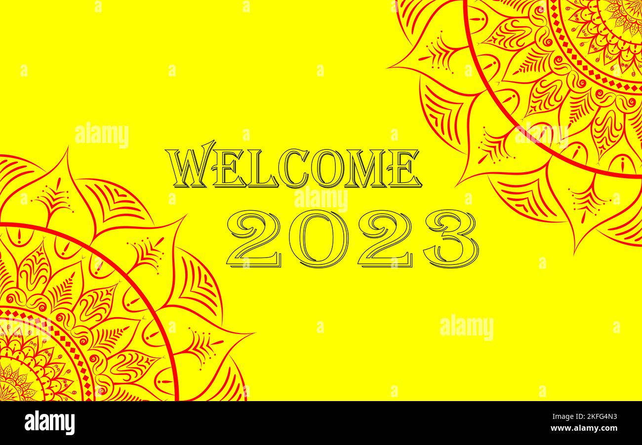 Welcome 2023 banner or poster with mandala art, happy new year 2023 ...