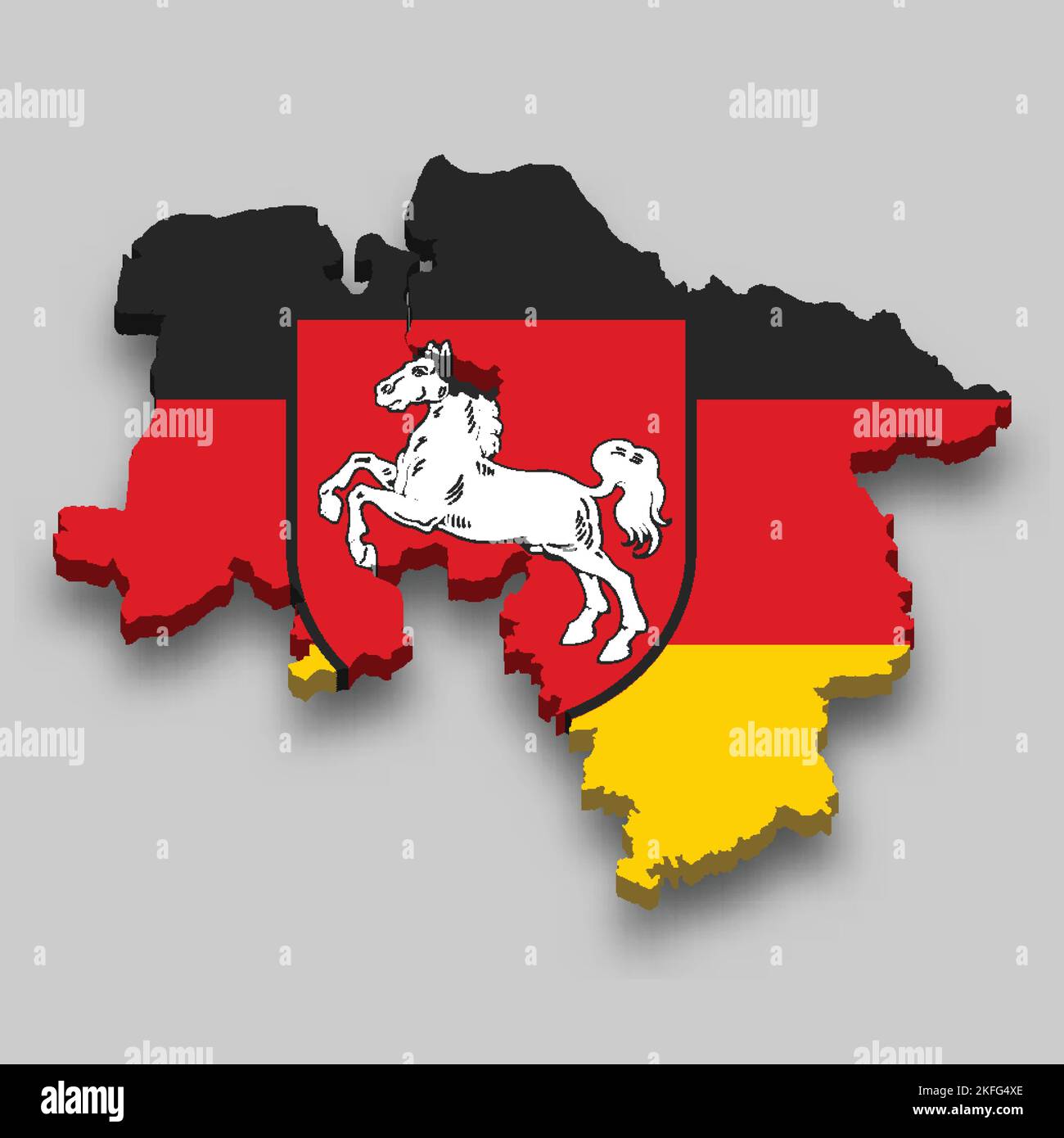 3d isometric Map of Lower Saxony is a state of Germany with national ...