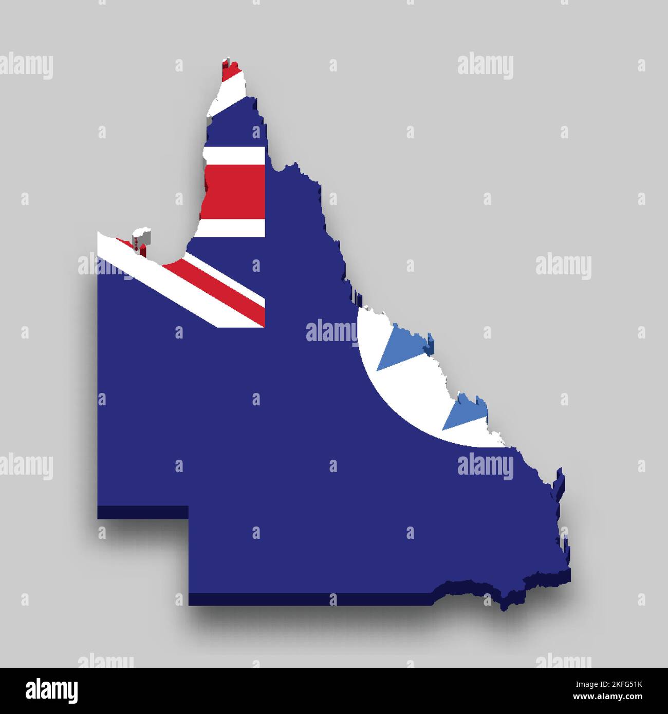 3d isometric Map of Queensland is a state of Australia with national ...