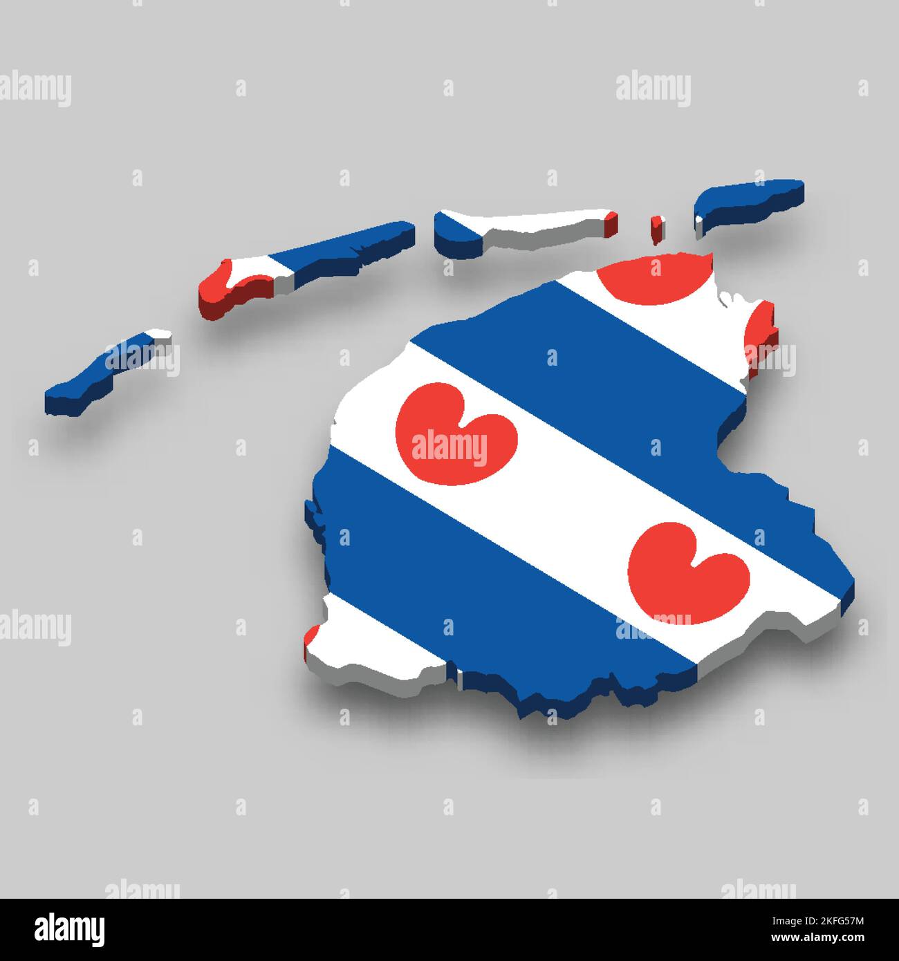 3d isometric Map of Friesland is a region of Netherlands with national ...