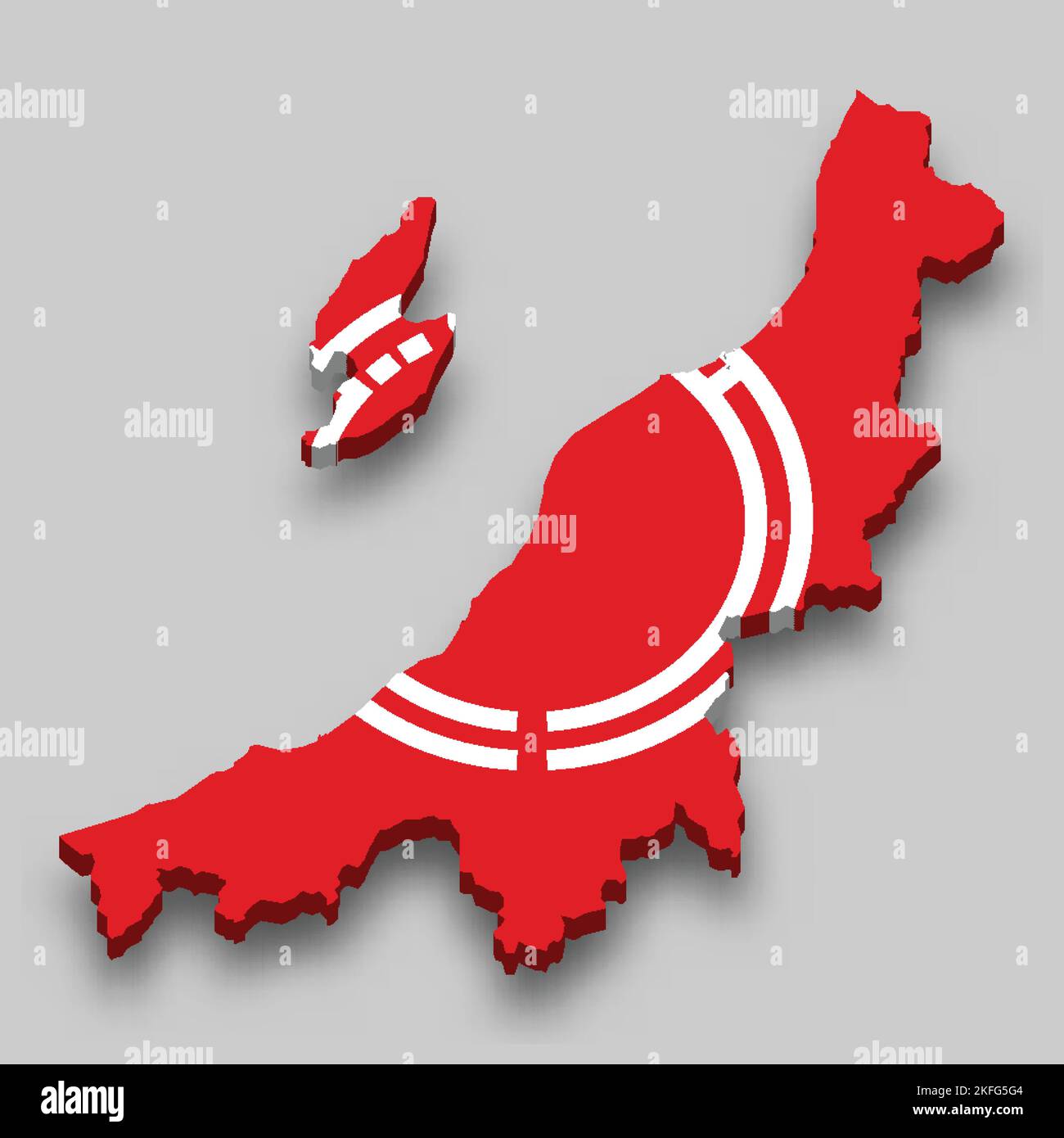 3d isometric Map of Niigata is a prefecture of Japan with national flag ...