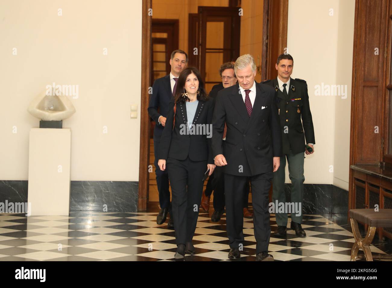Brussels. Bertrand, 18 November 2022, Alexia Bertrand and King Philippe ...