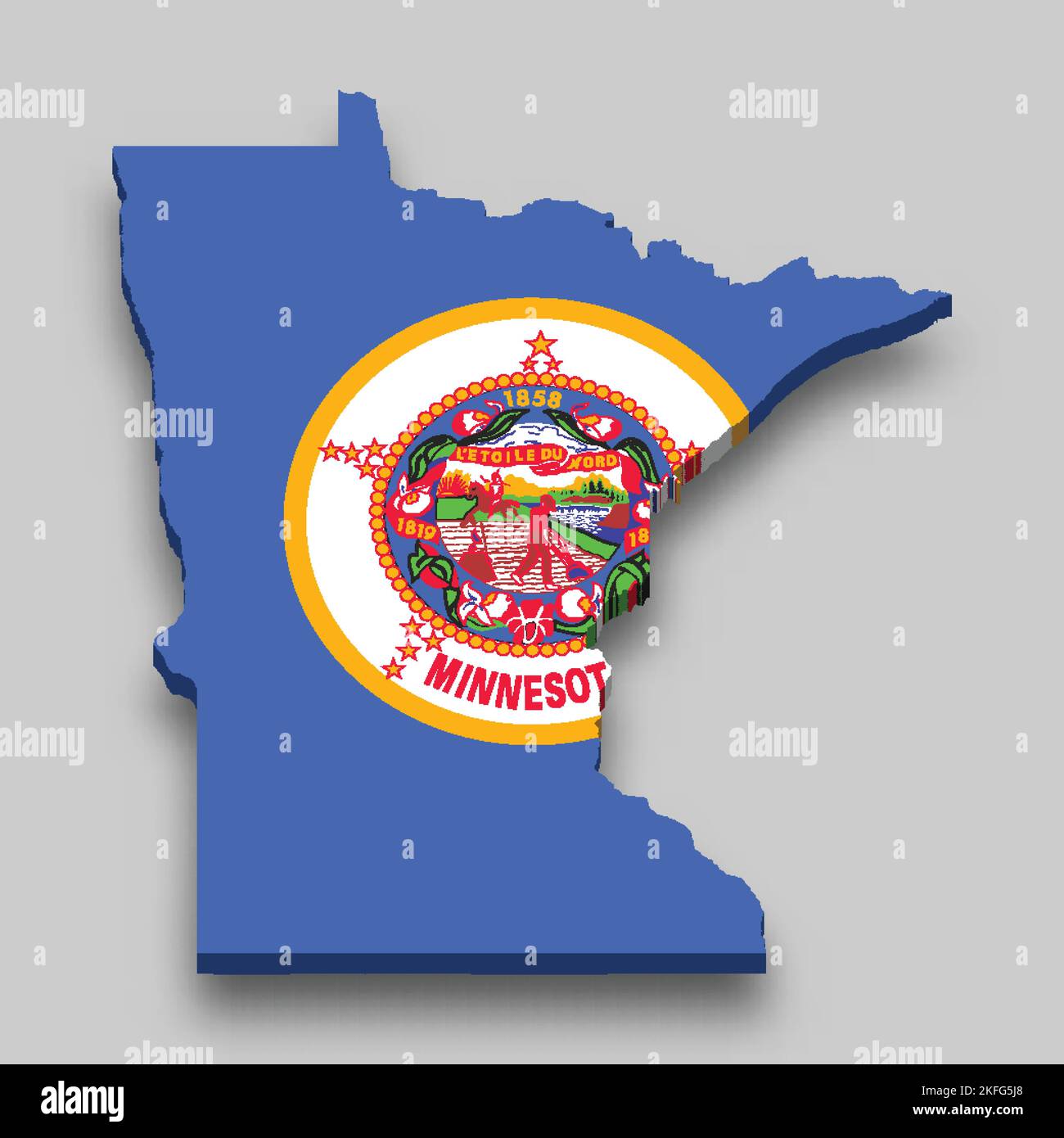 3d isometric Map of Minnesota is a state of United States with national ...