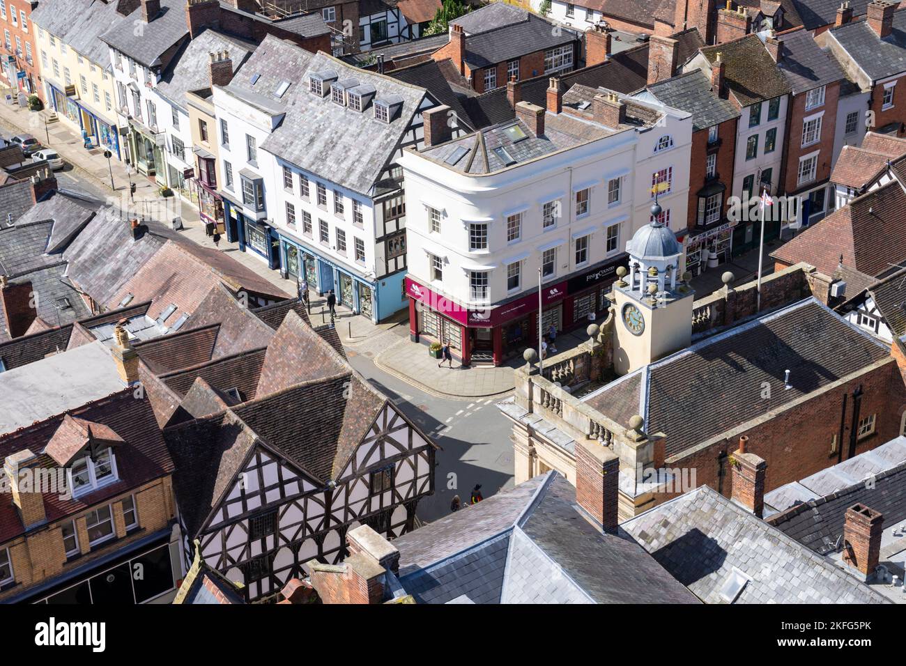 Ludlow Shropshire view down Broad street and the small market town ...