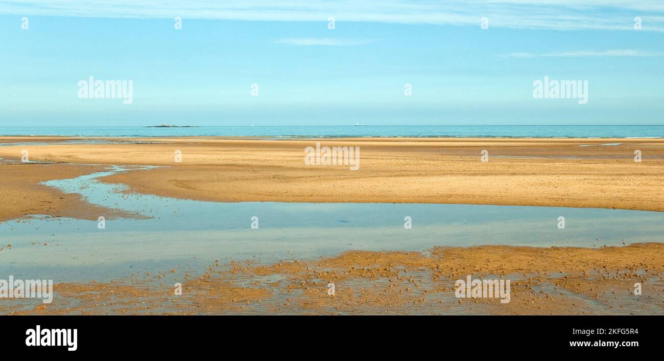 Golden Sands of Traeth Lligwy or Lligwy Beach viewed from coastal path ...
