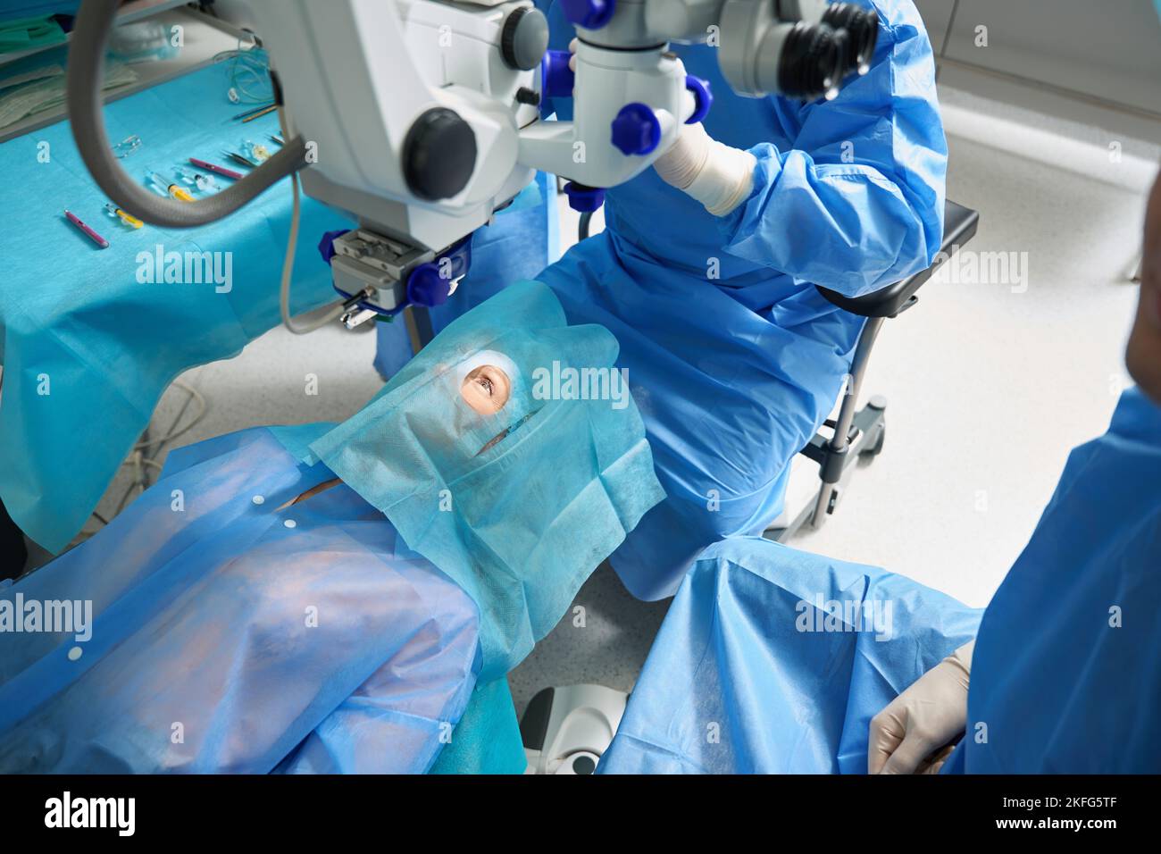 Preparing for laser hi-res stock photography and images - Alamy