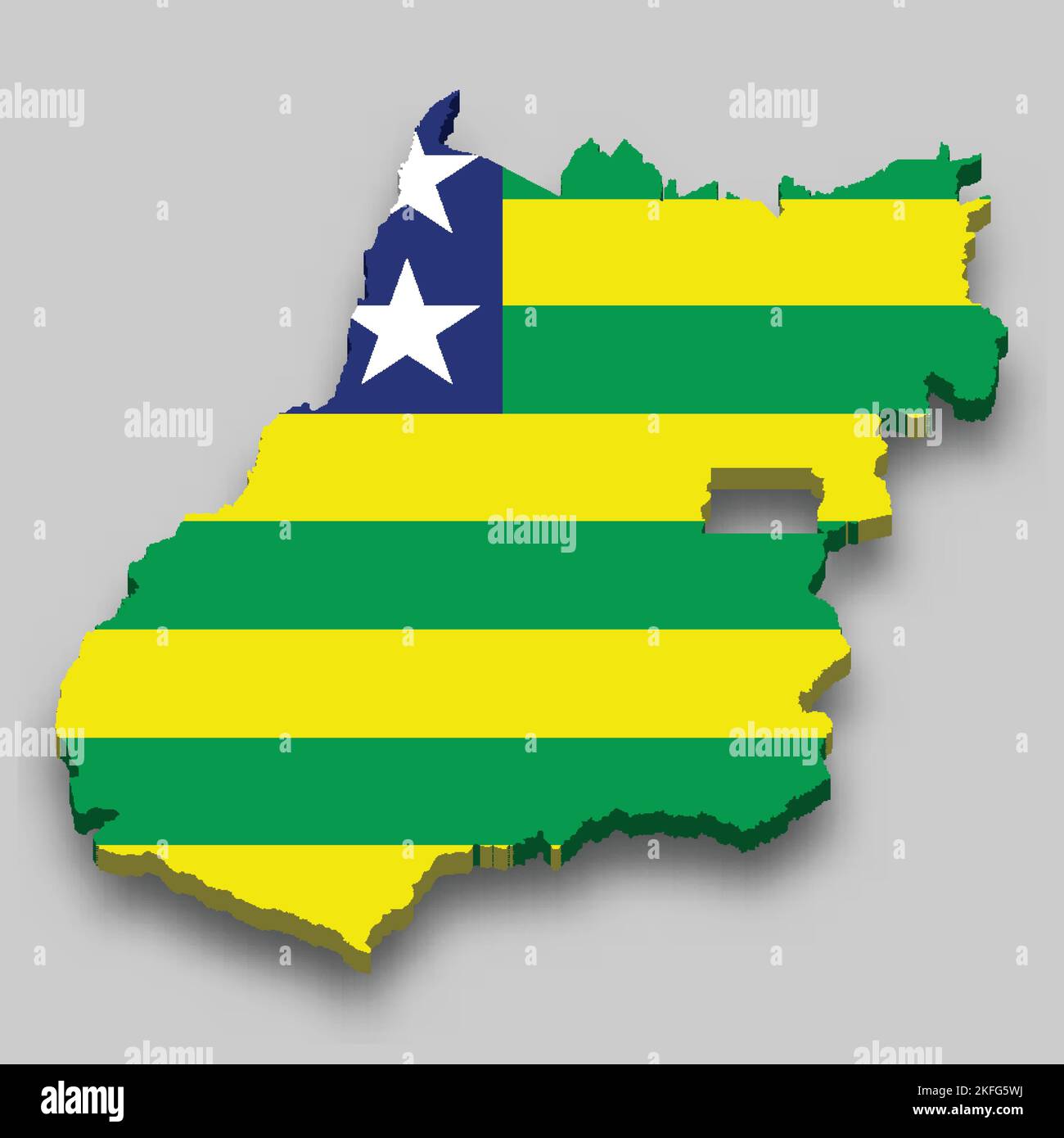 3d isometric Map of Goias is a state of Brazil with national flag Stock ...