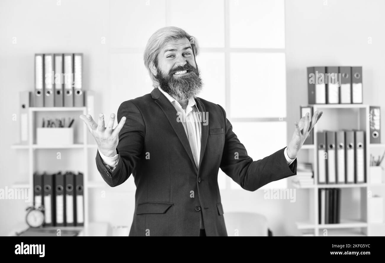 Powerful businessmen. businessman express happiness. happy entrepreneur ...