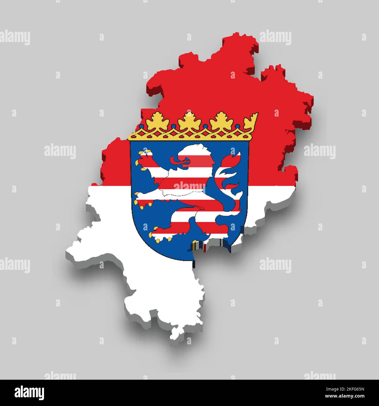 3d isometric Map of Hesse is a state of Germany with national flag ...
