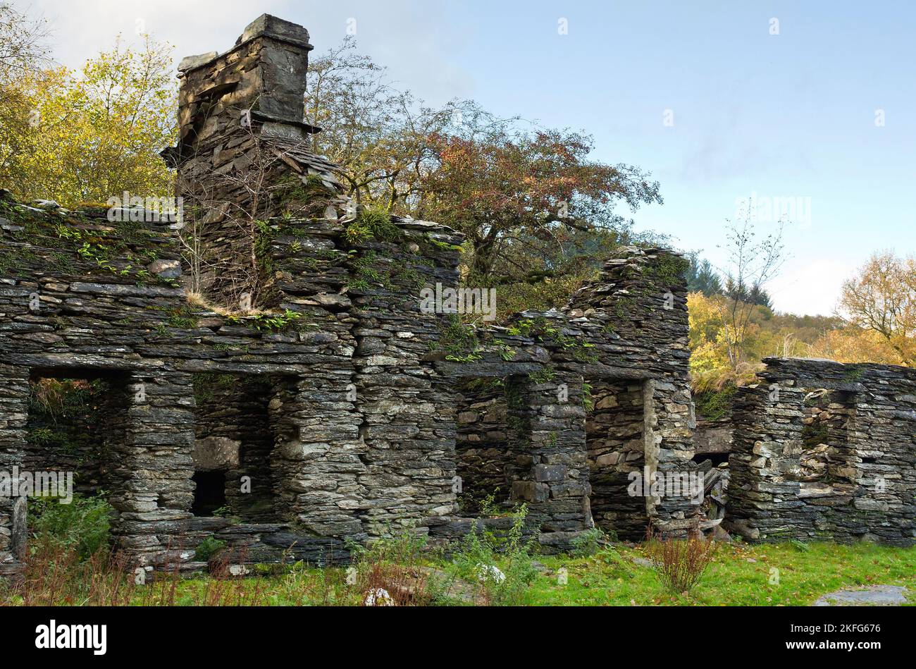 Photograph of cottage ruins of the Rhiwddolion ghost village taken from ...