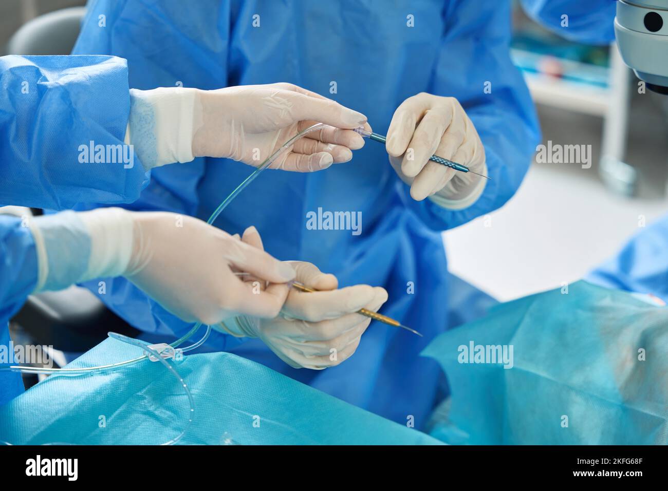 Medical worker holding surgical instrument for the operation Stock ...