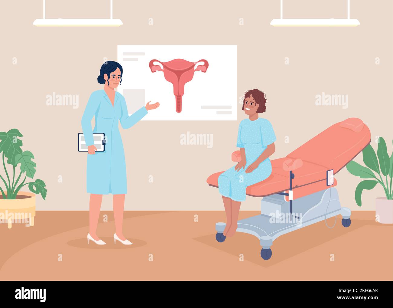 Patient at gynecologist appointment flat color vector illustration Stock Vector Image & Art - Alamy
