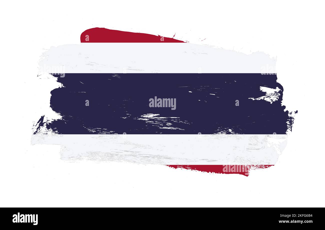Stroke brush painted distressed flag of thailand on white background ...