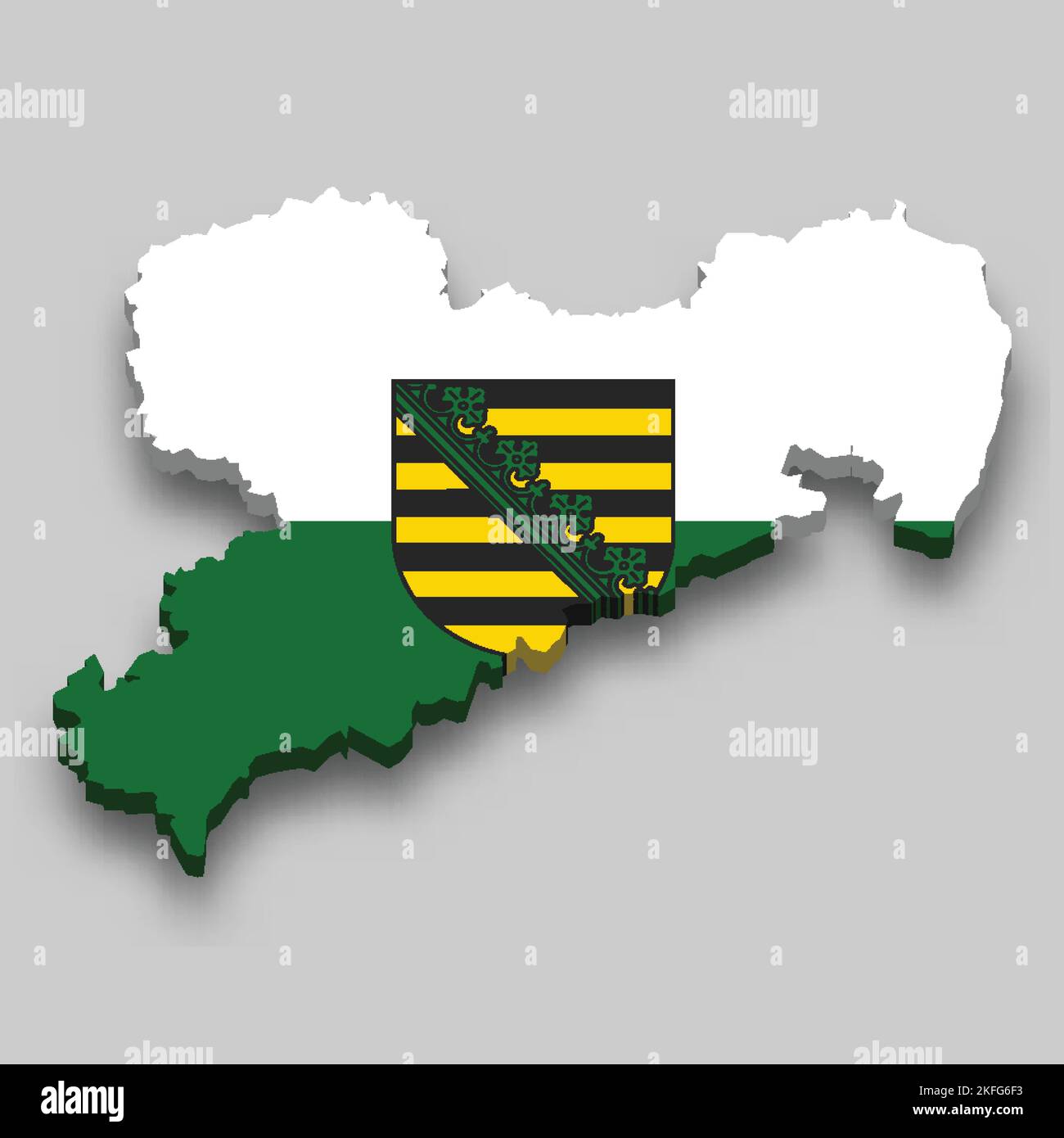 3d isometric Map of Saxony is a state of Germany with national flag ...