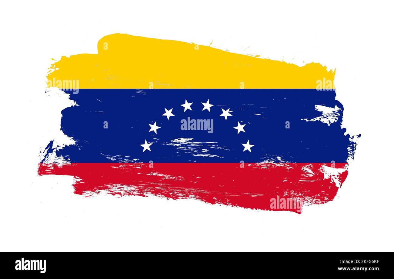 Stroke brush painted distressed flag of venezuela on white background ...