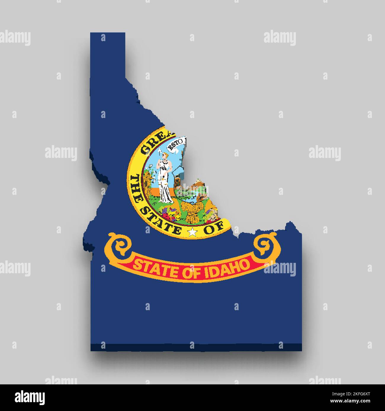 3d isometric Map of Idaho is a state of United States with national ...