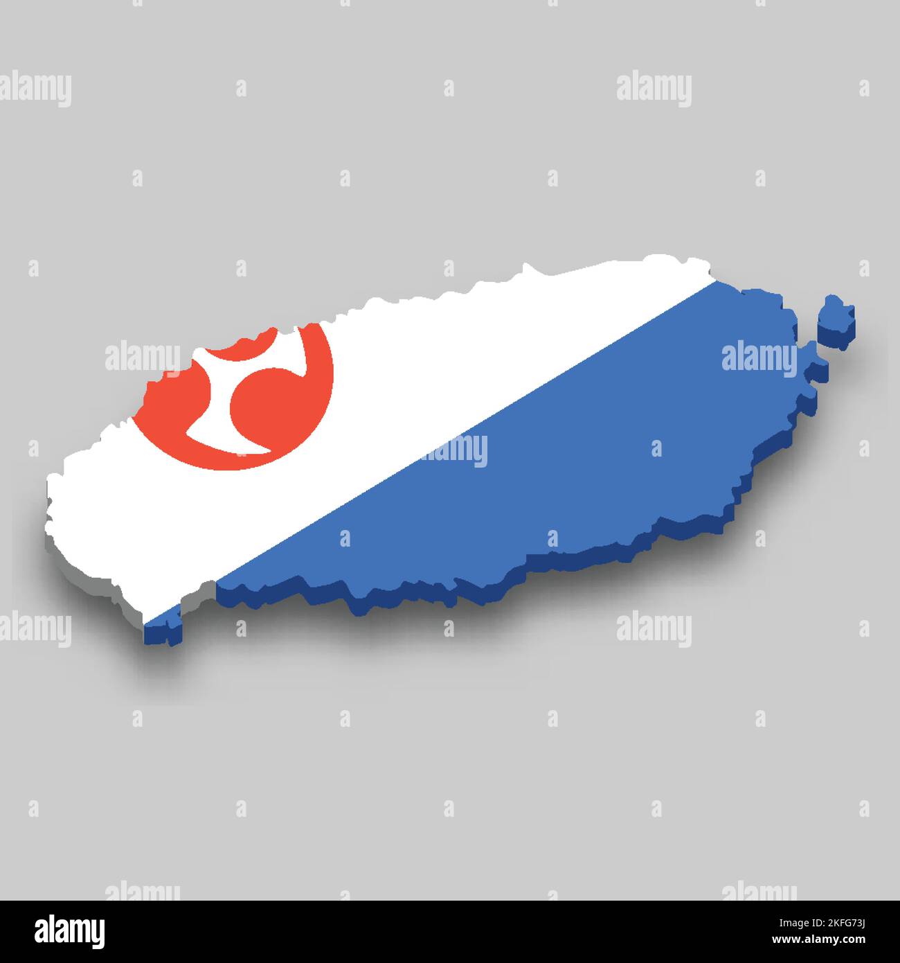 3d isometric Map of Jeju is a region of South Korea with national flag ...