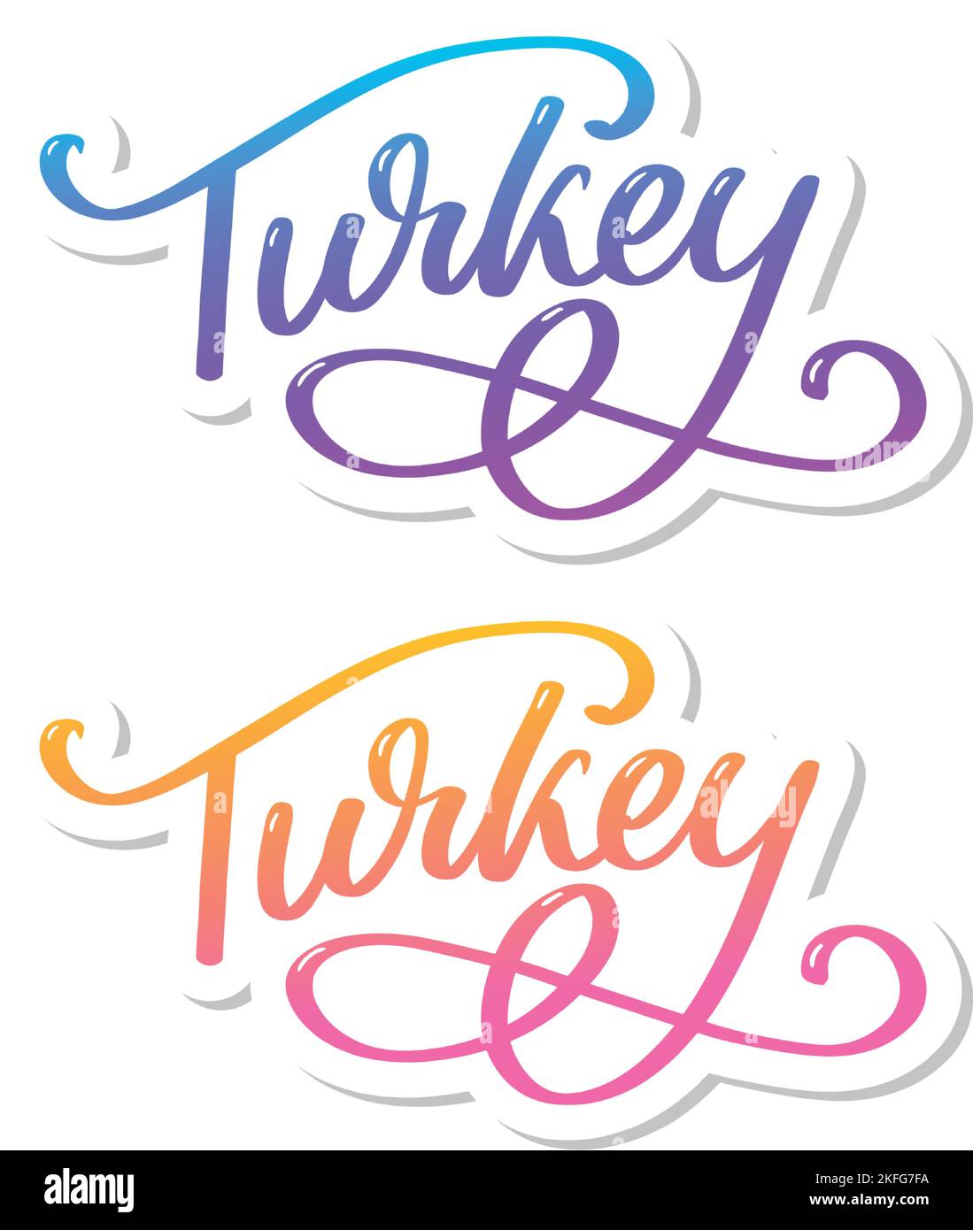 Turkey Lettering. Handwritten name of the country. Vector design ...