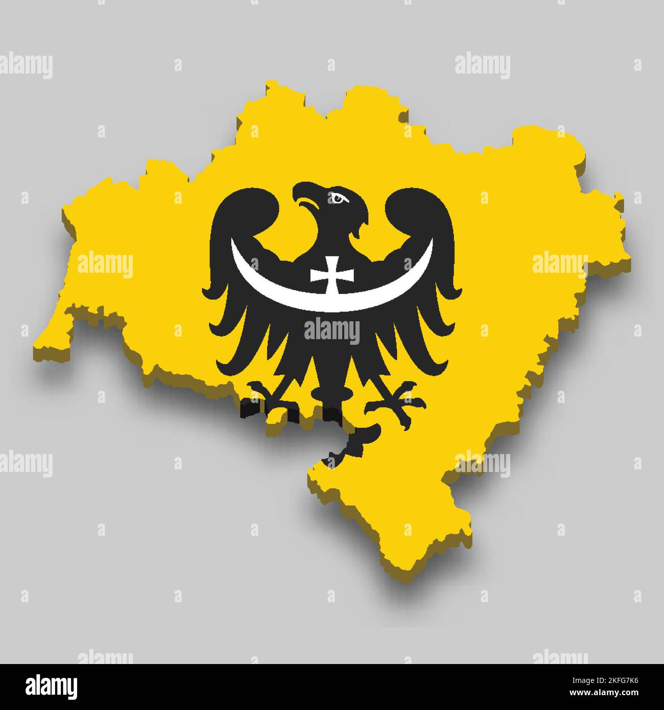3d isometric Map of Lower Silesia is a region of Poland with national ...