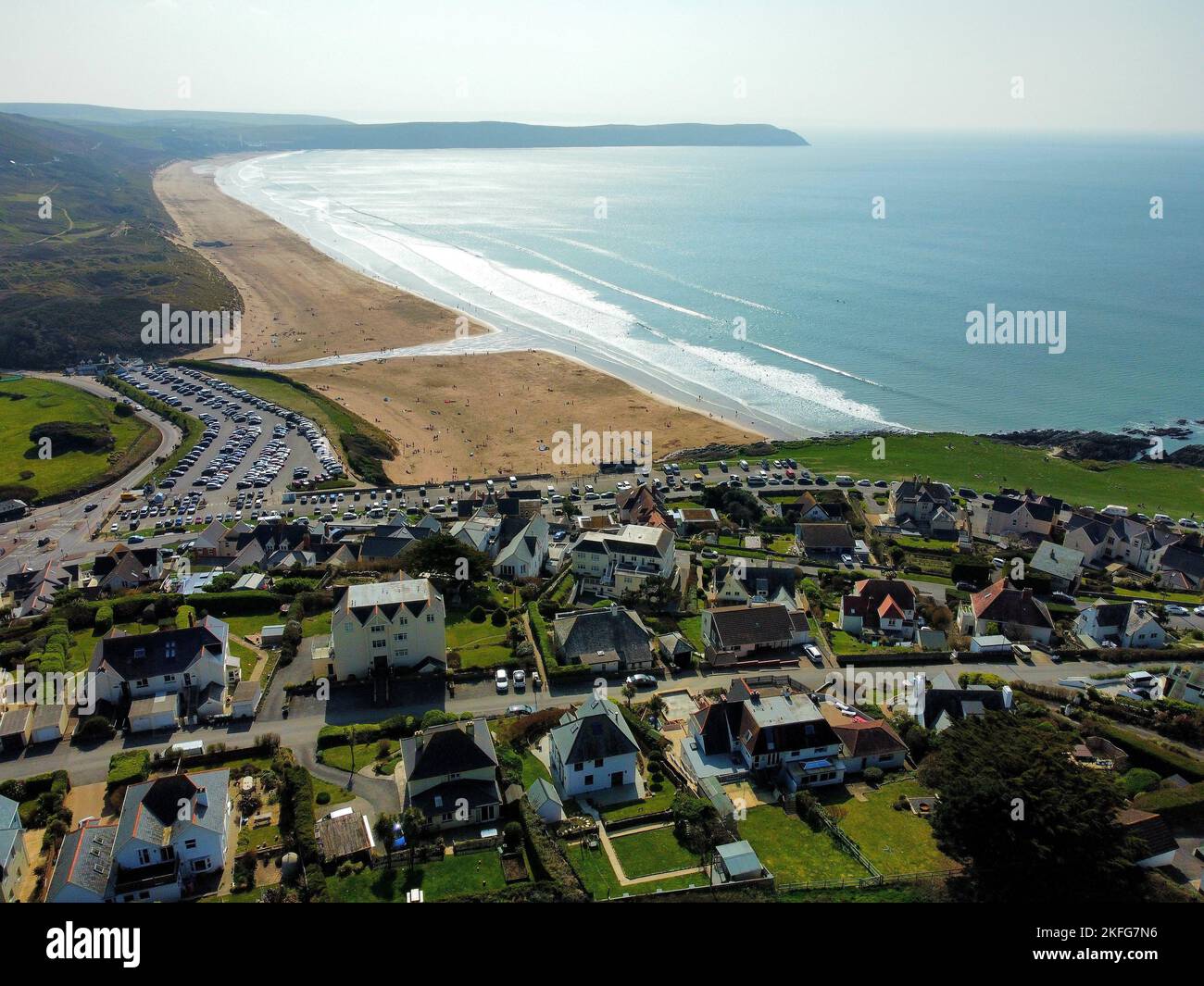 An aerial view of the coastal village and the sea in England Stock ...