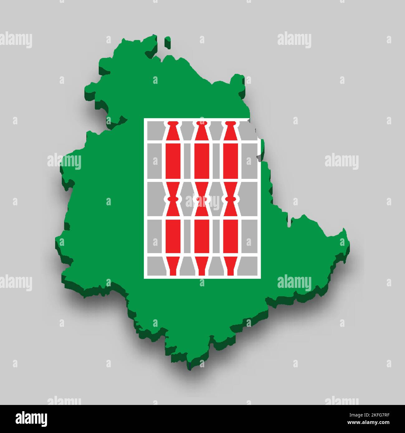 3d isometric Map of Umbria is a region of Italy with national flag ...