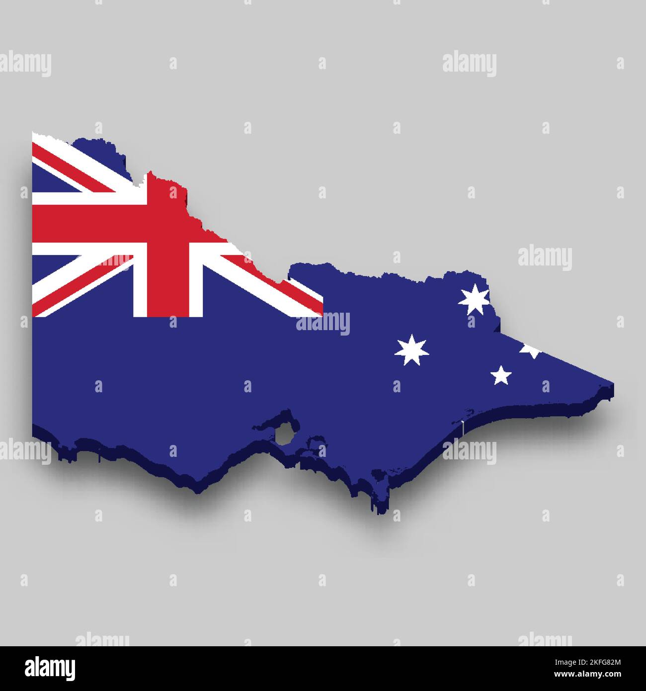 3d isometric Map of Victoria is a state of Australia with national flag ...