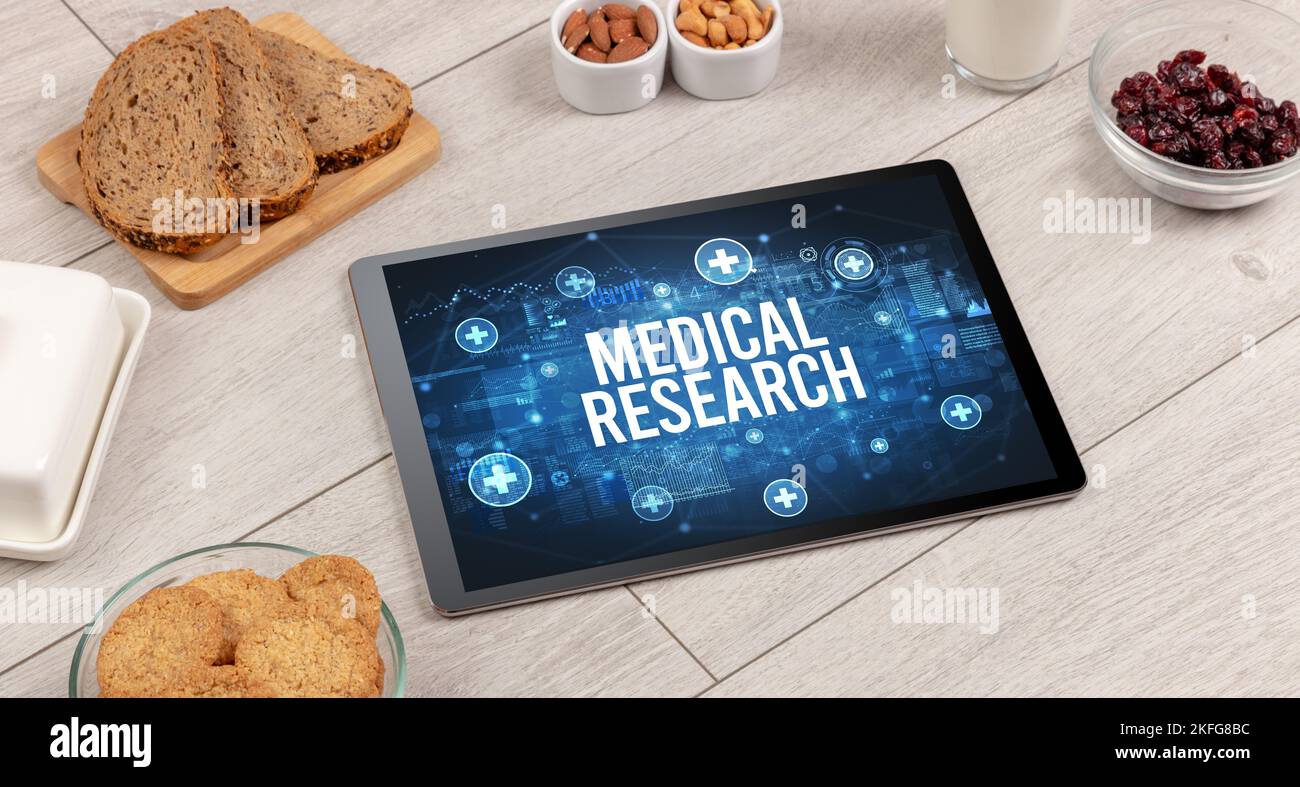 Tablet Pc with fruits, healthy concept Stock Photo - Alamy