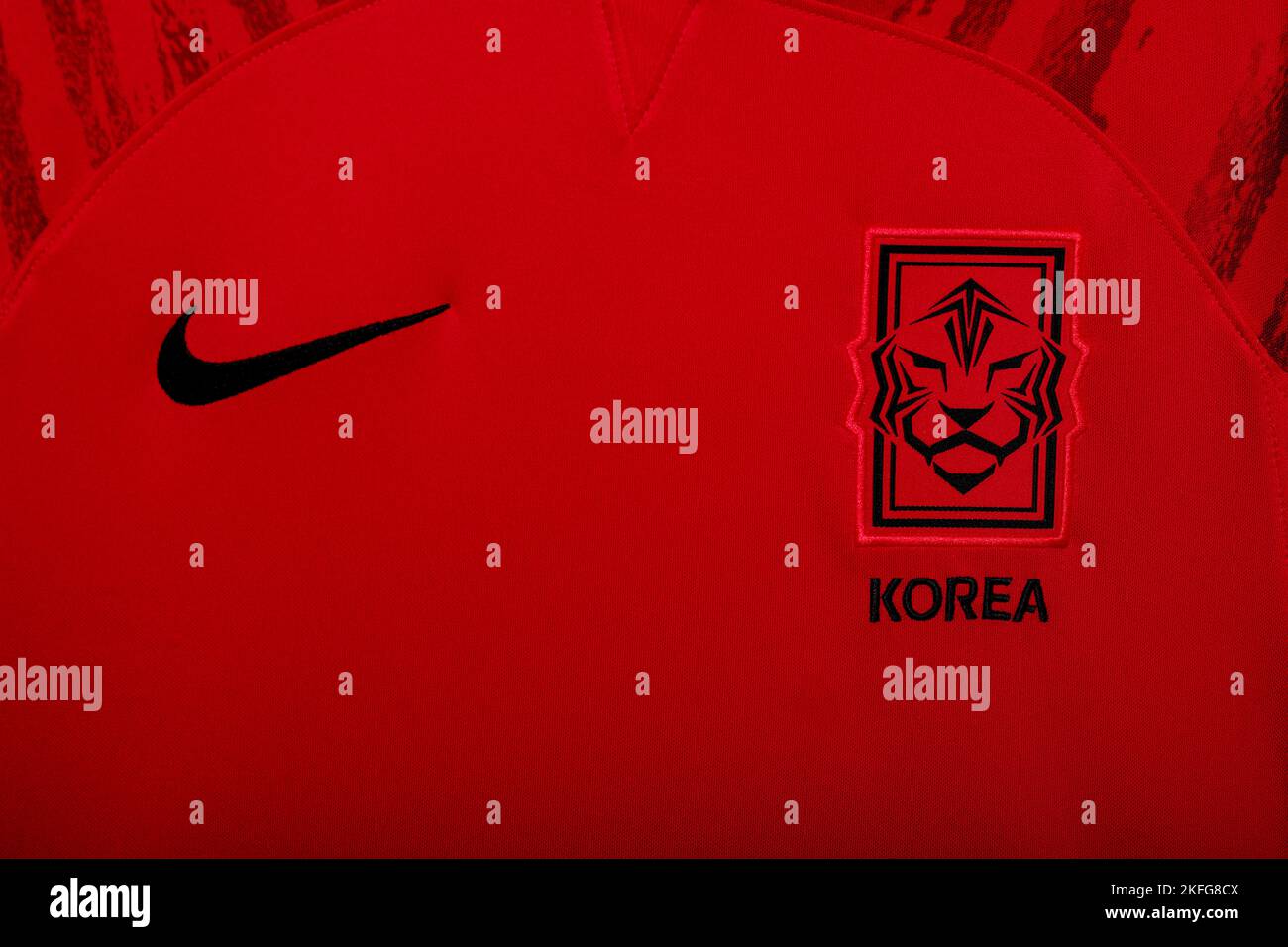 Close up of National Football team crest on home kit. FIFA World Cup ...