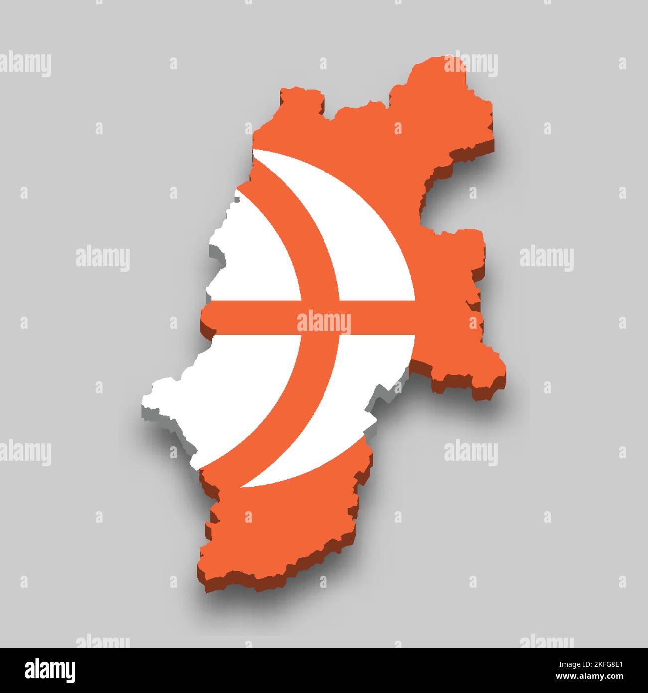 3d isometric Map of Nagano is a prefecture of Japan with national flag ...