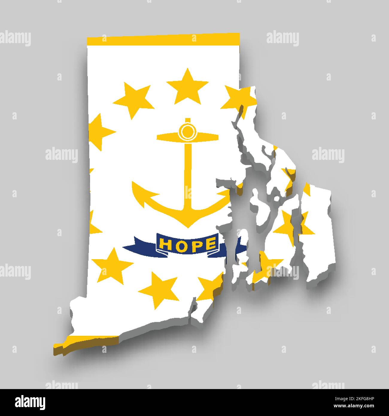 3d isometric Map of Rhode Island is a state of United States with ...