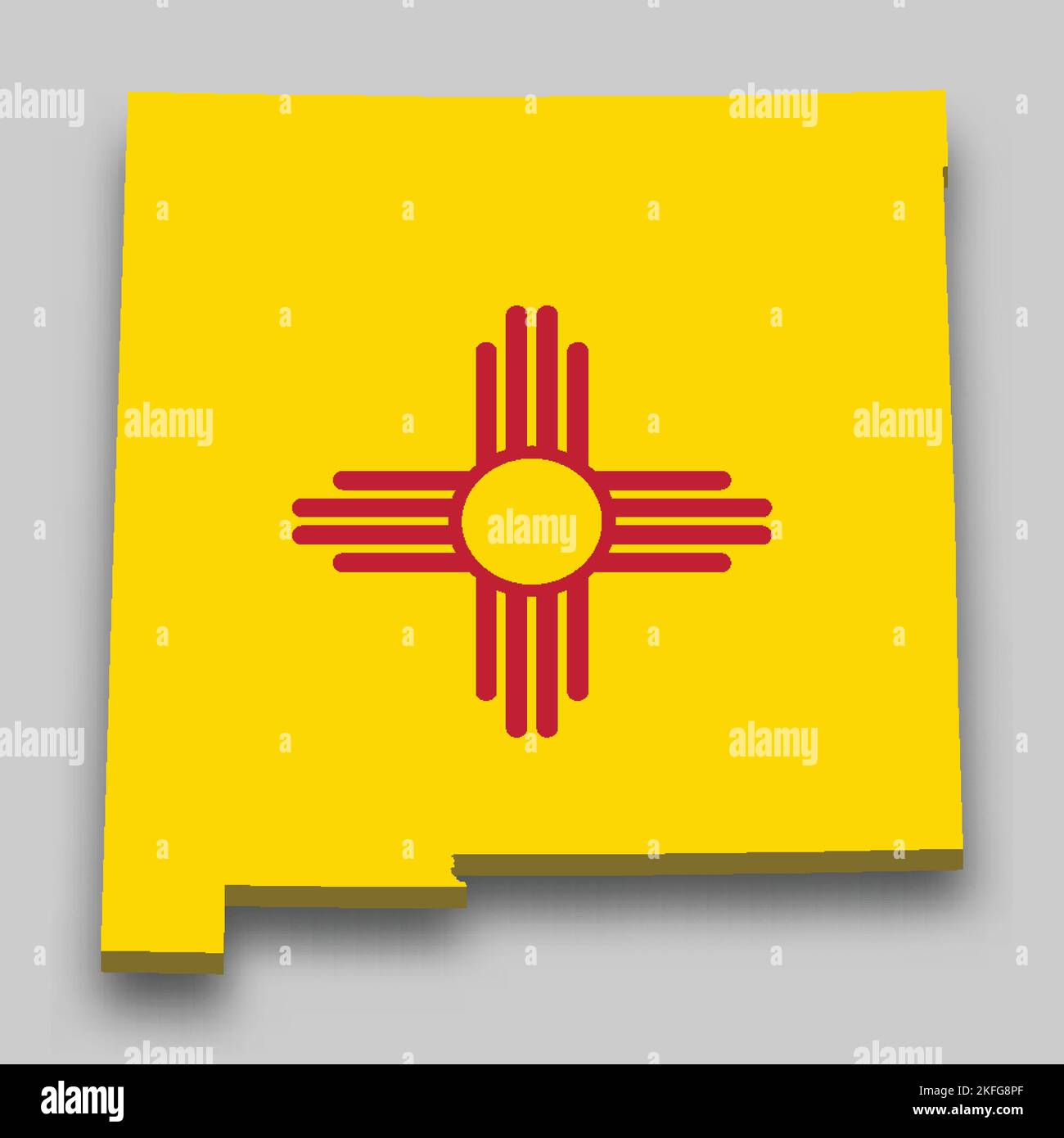 3d isometric Map of New Mexico is a state of United States with ...