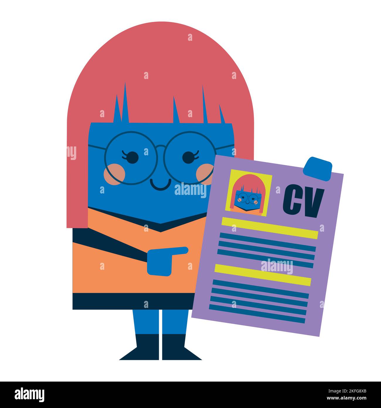 Illustration of a businesswoman holding a CV - business and working ...