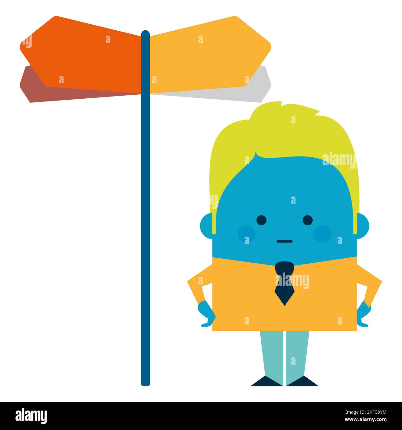 Illustration of a businessman waiting crossroads - business and working ...